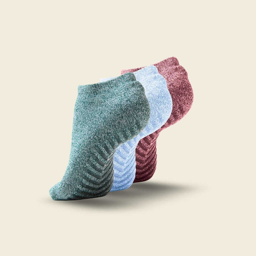 Women's Ankle Grip Sock 3-Pack, Mix Heather Green – Gripjoy Socks