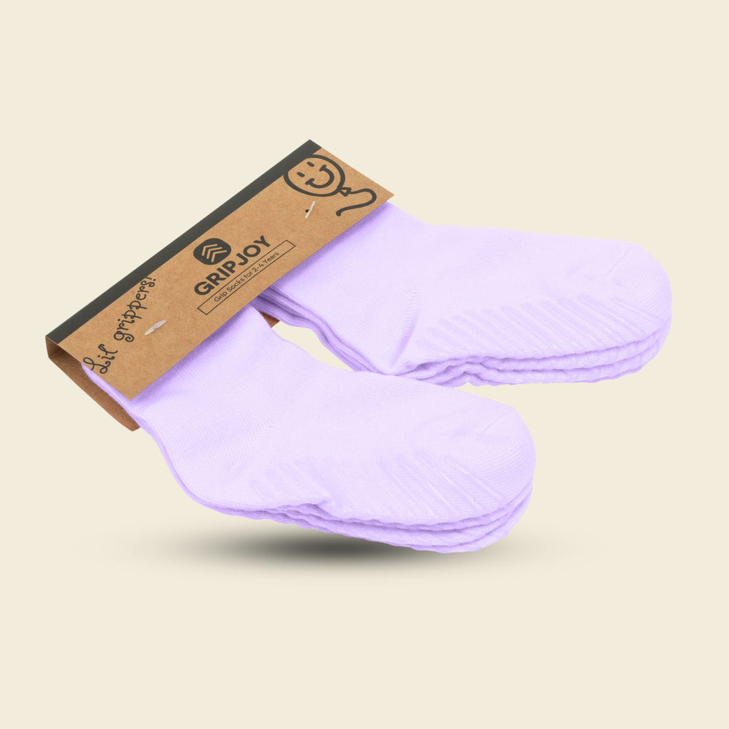 Kids & Toddler Grip Socks Crew 4-Pack, Purple – Gripjoy Socks
